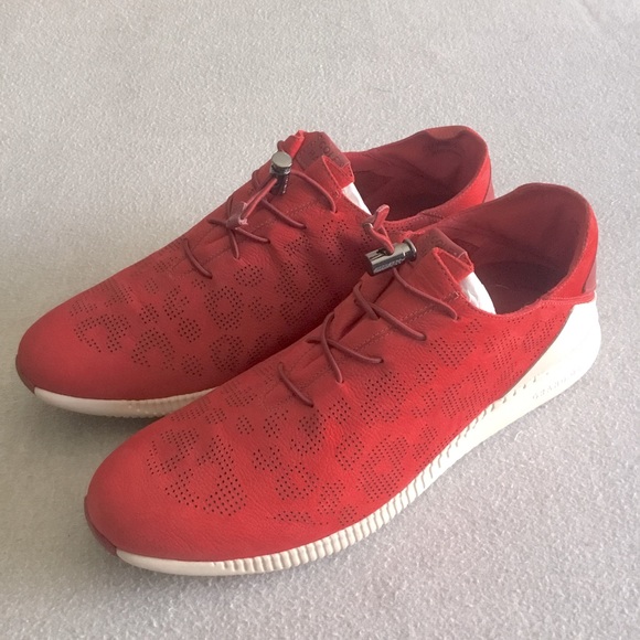 Cole Haan | Shoes | Cole Haan Red Leather Studiogrand Sneakers Size 75 ...